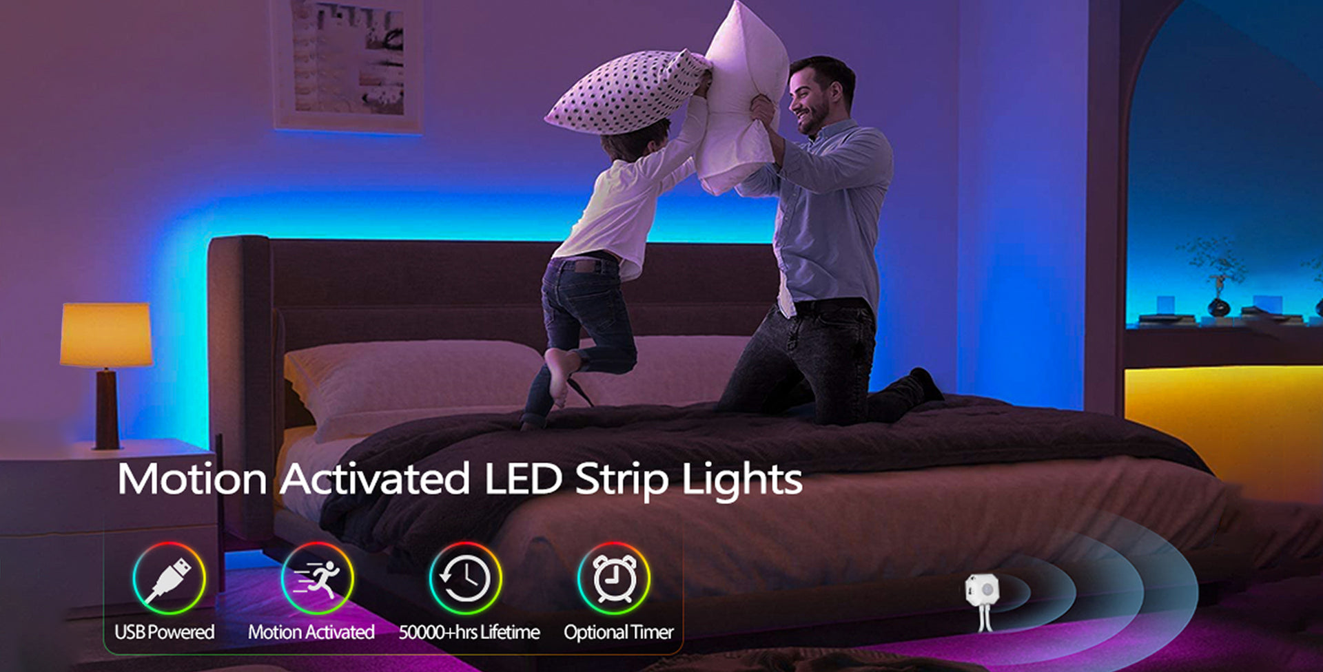 TECPHILE Motion Sensor 5m RGB LED Strip Light with App Control ...