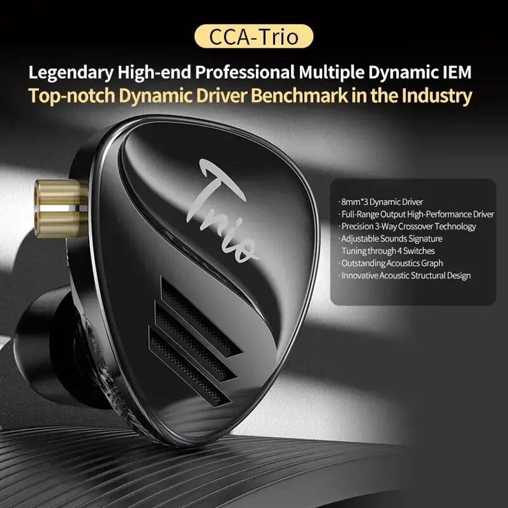 CCA Trio Tripple 8mm Dynamic Driver IEM | Concept Kart
