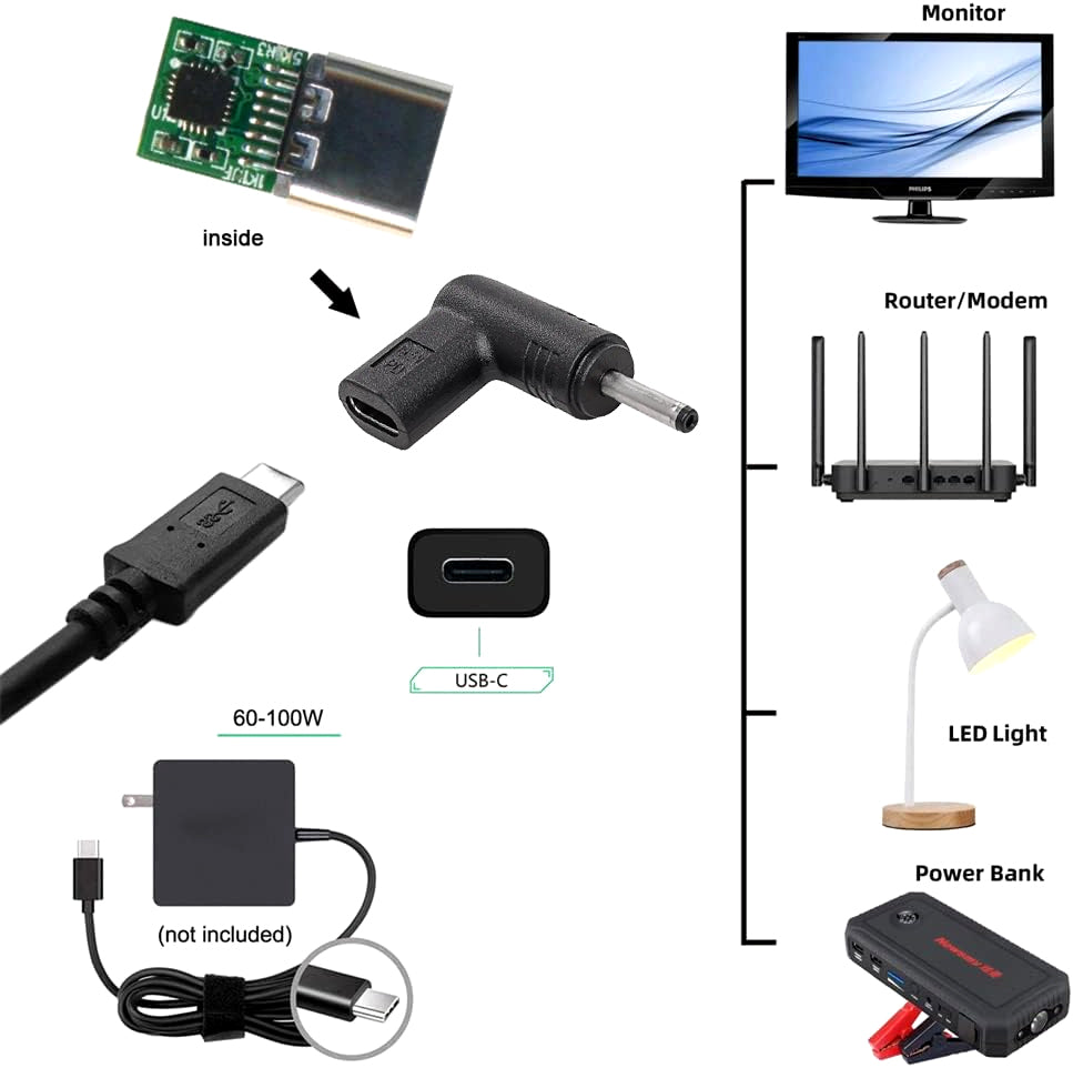 TECPHILE 100W Type C to Female Acer/ Asus/ Samsung Laptop Adapter ...