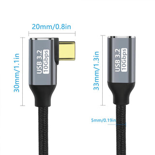 TECPHILE L Shape Type-C Male to Type-C Female 100W Charging Cable ...