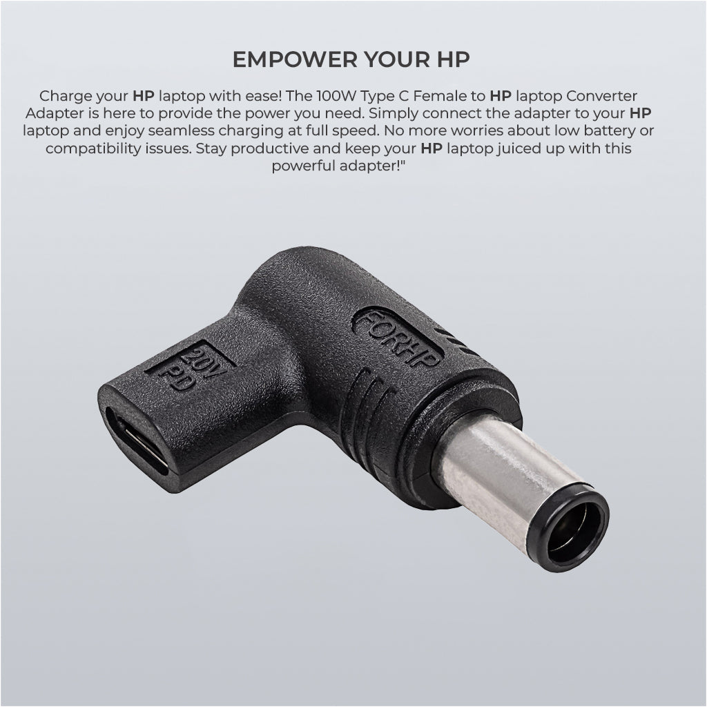 TECPHILE 100W Female USB Type C to HP Laptop Adapter | Concept Kart