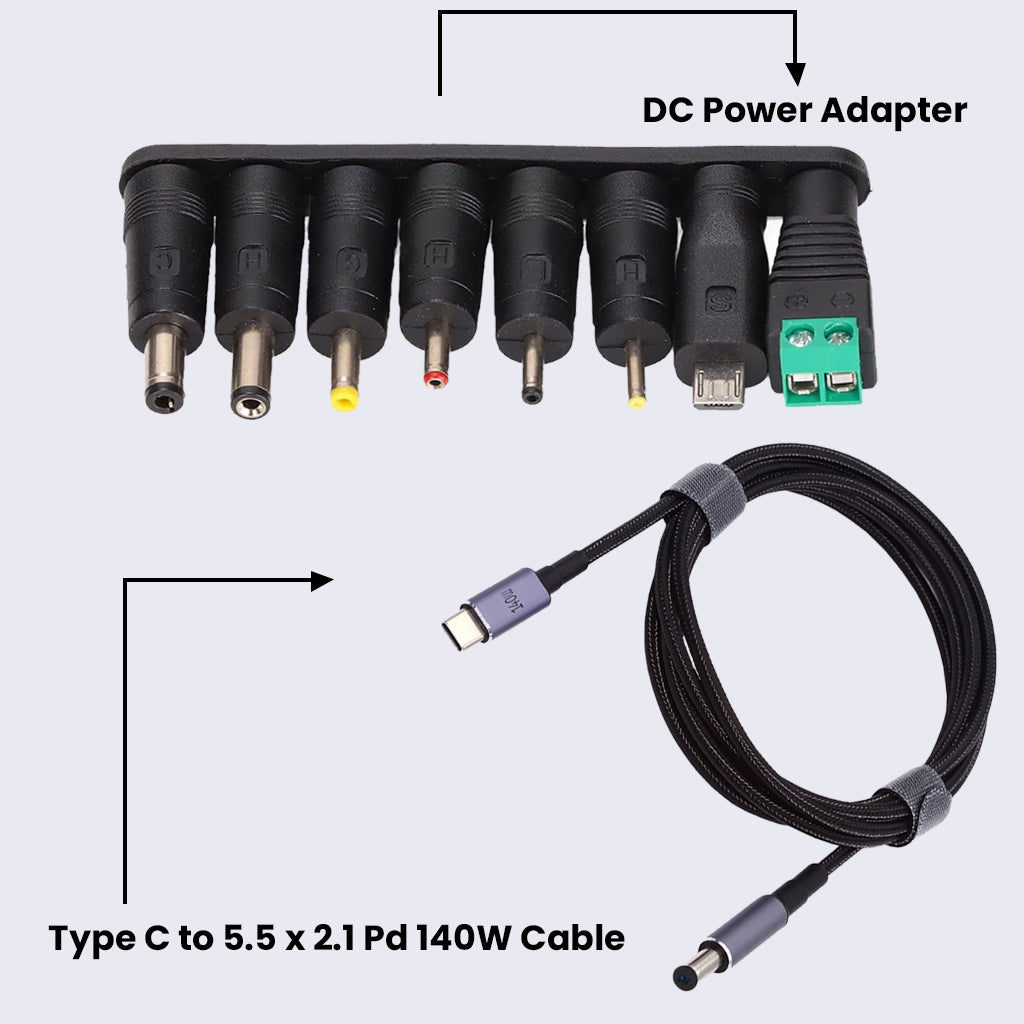 TECPHILE CA31X Multifunctional 8-Pin Laptop DC Power Adapter Kits ...