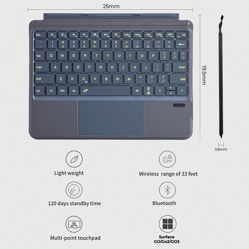 TECPHILE 2087D Wireless Keyboard for Surface Go/Go2/Go3 | Concept Kart