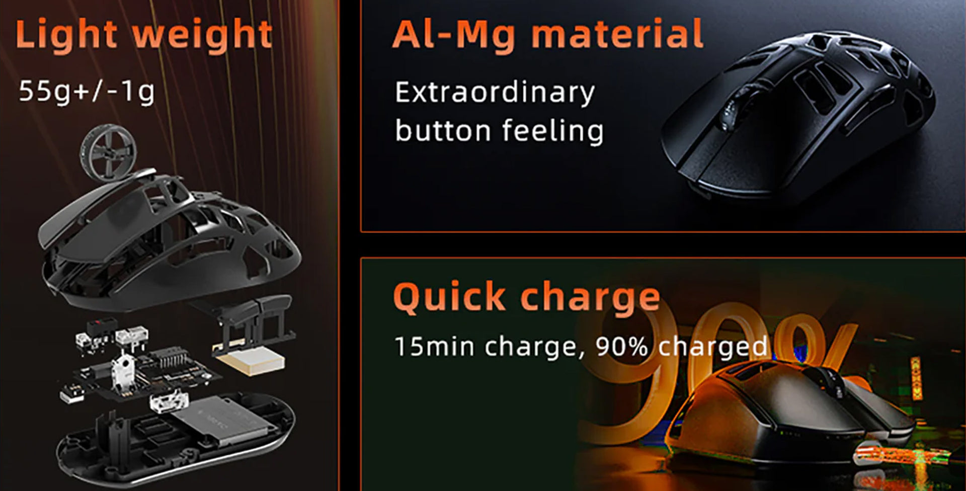 DAREU A950 Pro Magnesium Alloy 4K Tri Mode Wireless Gaming Mouse ...