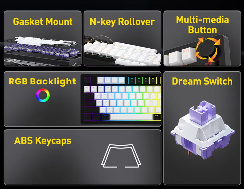 DAREU EK75 Mechanical Wired Gaming Keyboard with 75% TKL layout ...