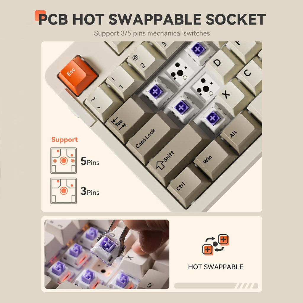 DAREU EK87Pro Mechanical Gaming Keyboard with Tri Modes & 80% Layout ...