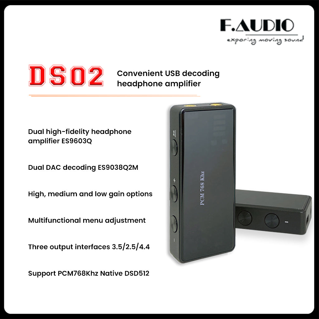 F.Audio DS02 Dual ES9038Q2M + ES9603Q Portable DAC/Amp | Concept Kart