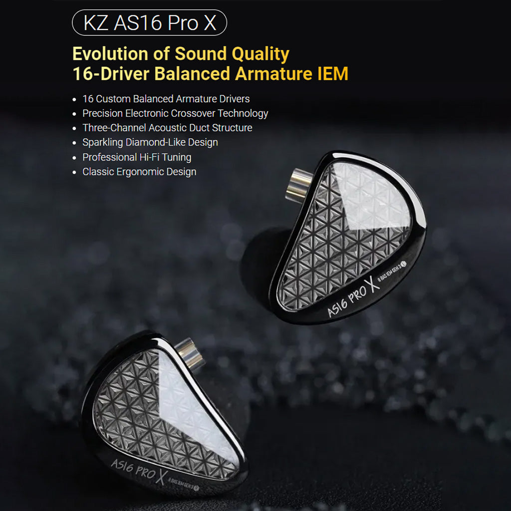 KZ AS16 Pro X 16 Balanced Armature Drivers In Ear Monitor | Concept Kart