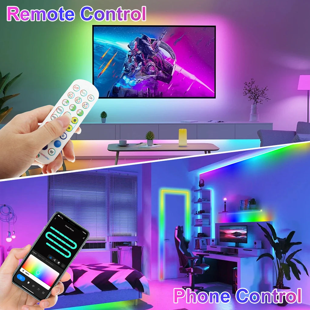 TECPHILE 3 Pin Dual RGBIC LED Strip Light Controller with Remote ...