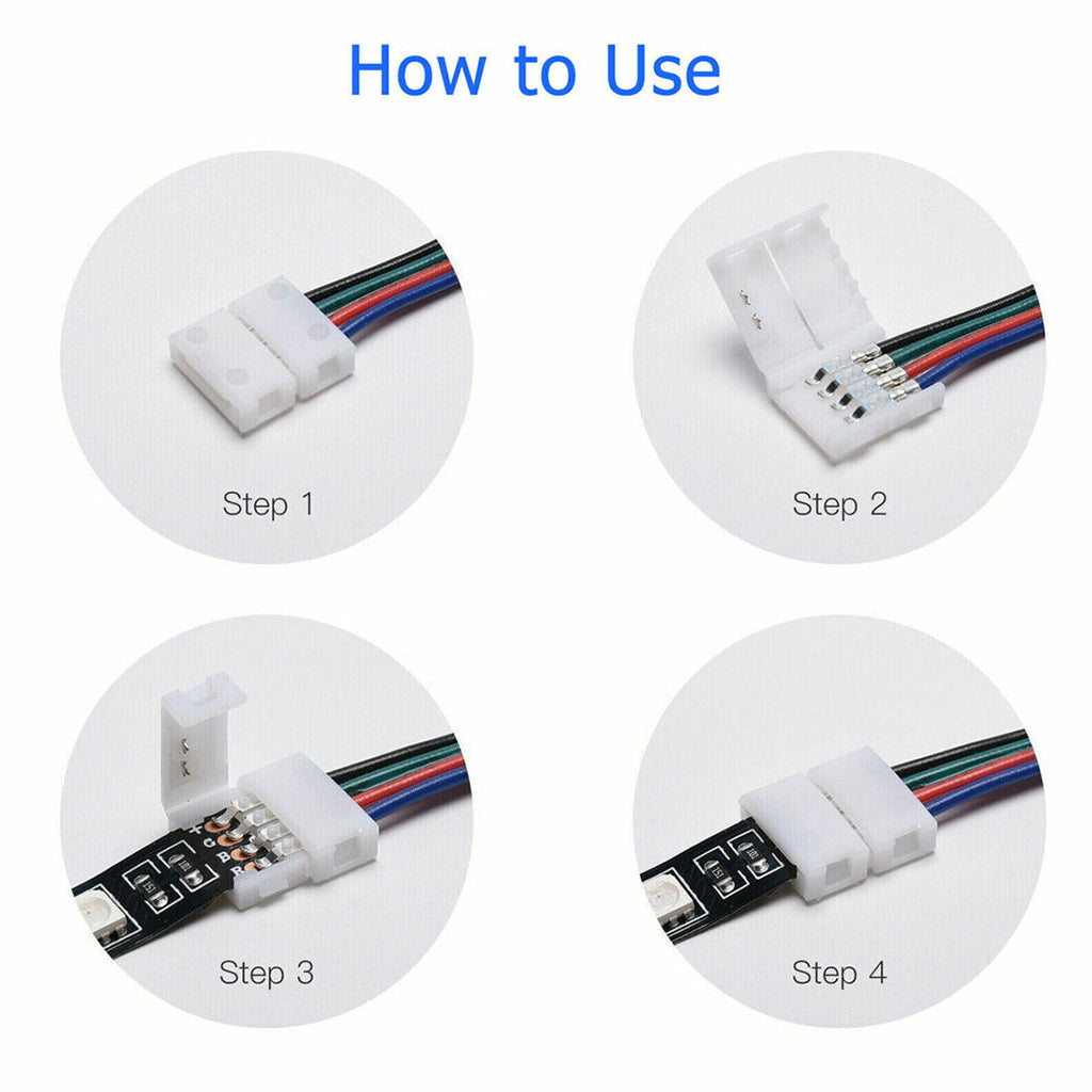 TECPHILE 4 Pin RGB Strip Light 10mm Solderless Connector | Concept Kart