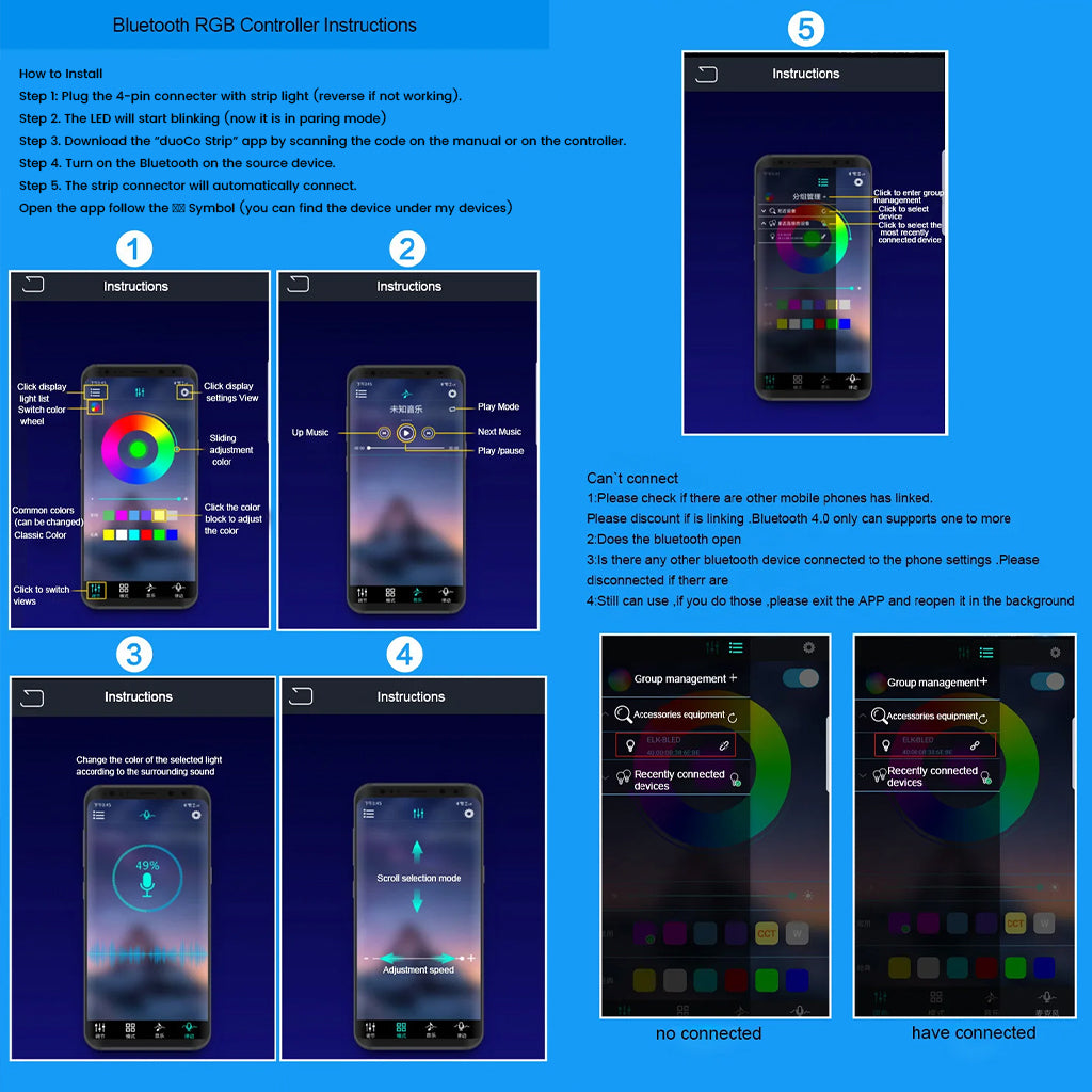 TECPHILE 5W USB Bluetooth RGB LED Strip Controller | Concept Kart