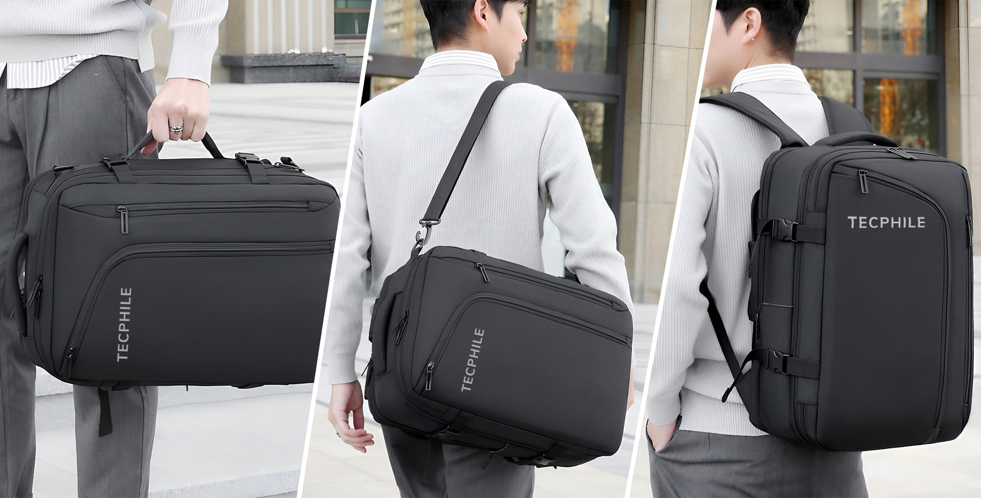 TECPHILE – Airbag Vacuum Backpack 36-55L Expandable Laptop Bag ...