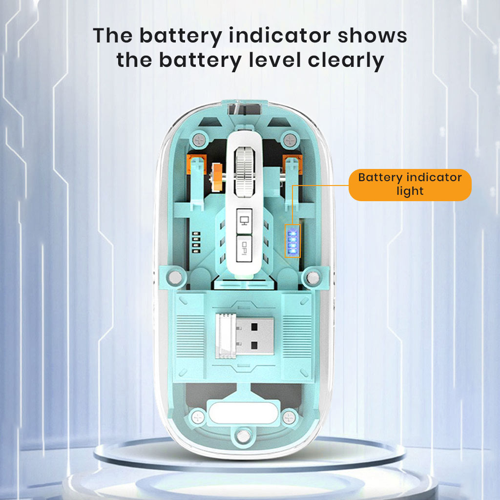 TECPHILE M133 Transparent Wireless RGB Mouse, Tri-Mode Connectivity | Concept Kart