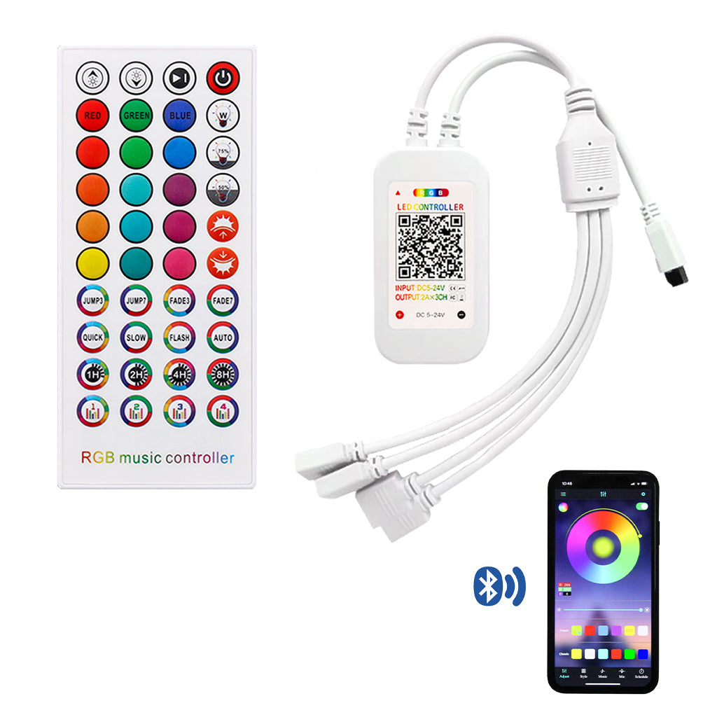 TECPHILE RGB 4 Pin 4 Port Smart Strip Light Controller with Remote | Concept Kart