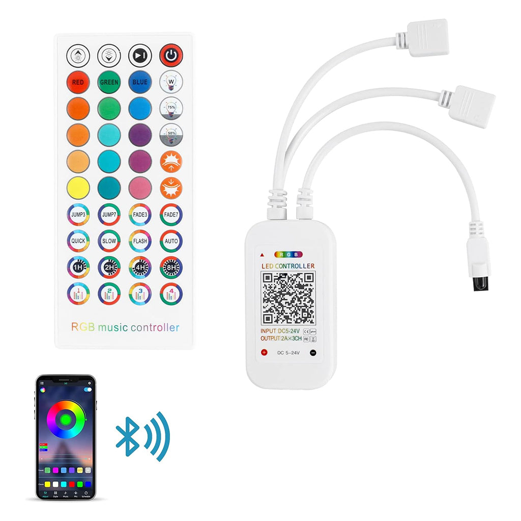 TECPHILE 4 Pin Dual RGB LED Strip Light Controller with Remote | Concept Kart