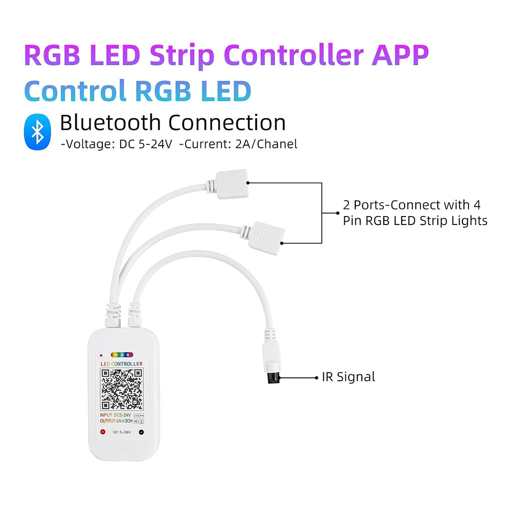 TECPHILE 4 Pin Dual RGB LED Strip Light Controller with Remote | Concept Kart