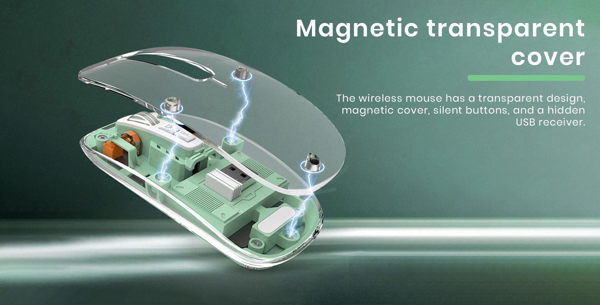 TECPHILE M133 Transparent Wireless RGB Mouse, Tri-Mode Connectivity ...