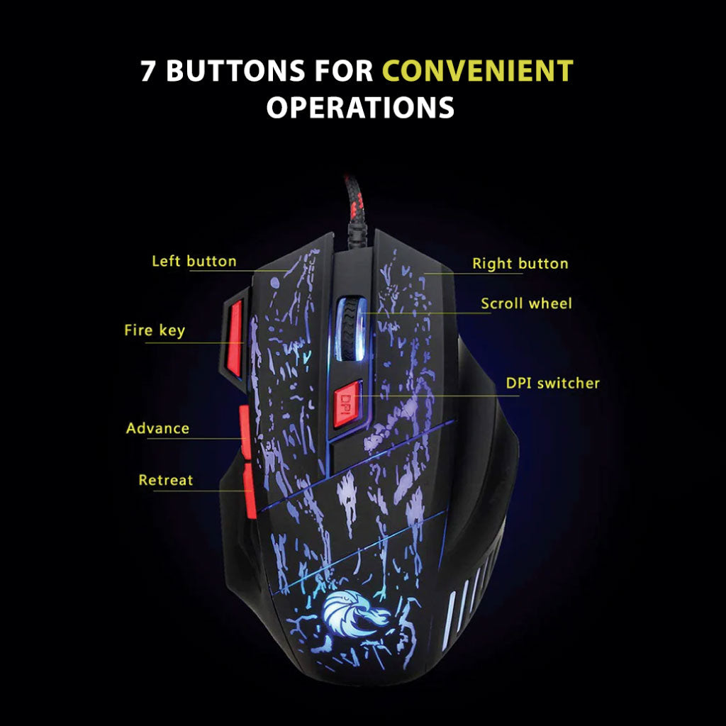 HXSJ H300 Wired Optical 7D Gaming Mouse | Concept Kart
