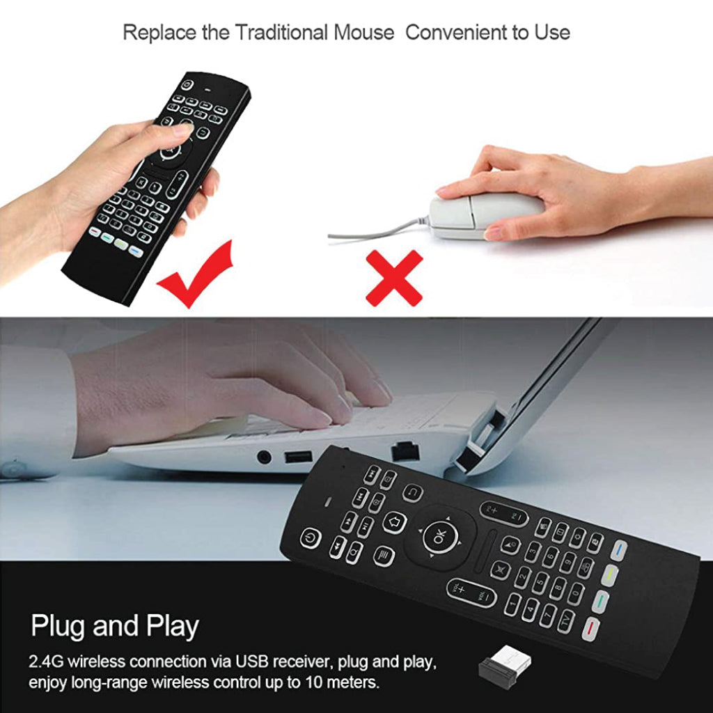 TECPHILE - MX3MBL Wireless Bluetooth Air Mouse With Backlit | Concept Kart