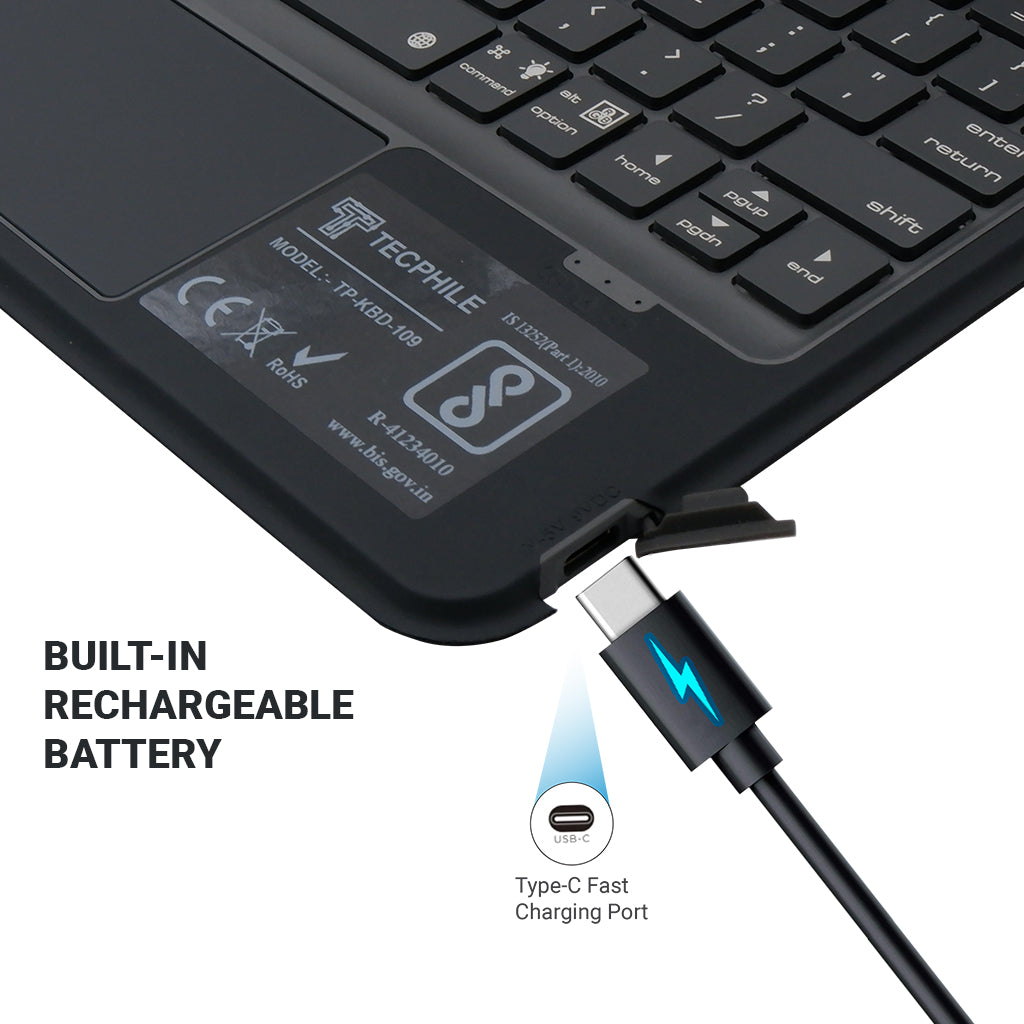TECPHILE P109 Magnetic Wireless Keyboard Case for iPad | Concept Kart